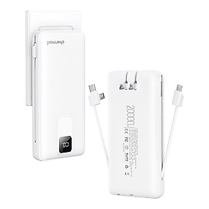 Charmast Portable Charger with Built-in Cables and Wall Plug, 20000mAh 20W USB C Power Bank Fast Charging Battery Pack Compatible with iPhone iPhone 15/14/13 Series, Samsung Google iPad etc