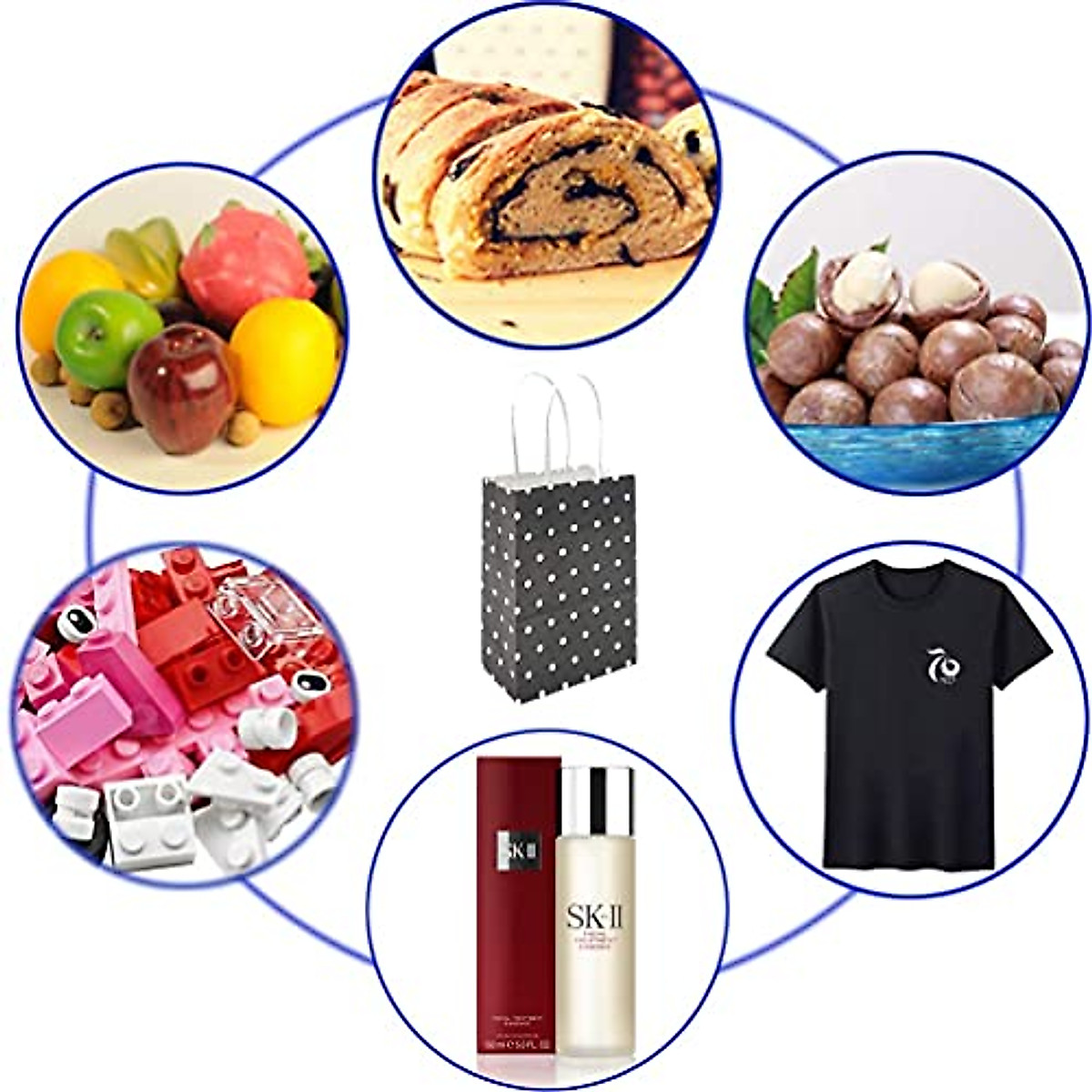 ADIDO EVA 25 PCS Gift Bags Mini Black Paper Bags with Handles for Party Supplies (6 x 4.3 x 2.3 In)