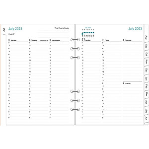 2024 Planner Refills - 7-Hole Punched Appointment Book Refills from Now-June 2024, Refill Planner with Monthly Tabs, 5-1/2" x 8-1/2", Desk/Size 4, Leaf