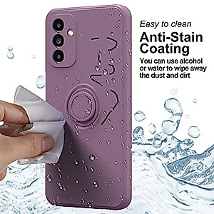 ZIYE Samsung A13 5G Phone Case with Ring Stand Holder Clip Kickstand Skin-Friendly Touch Silicone Case with 360°Rotatable Ring Kickstand Cover- Purple