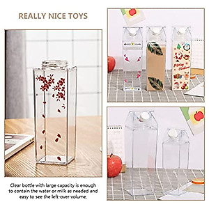 UPKOCH 2pcs Milk Carton Water Bottle 500ml 1000ml Plastic Clear Square Milk Bottles Water Bottle Portable Reusable Milk Carton Juice Bottle Perfect for Fitness Gym Camping Sports