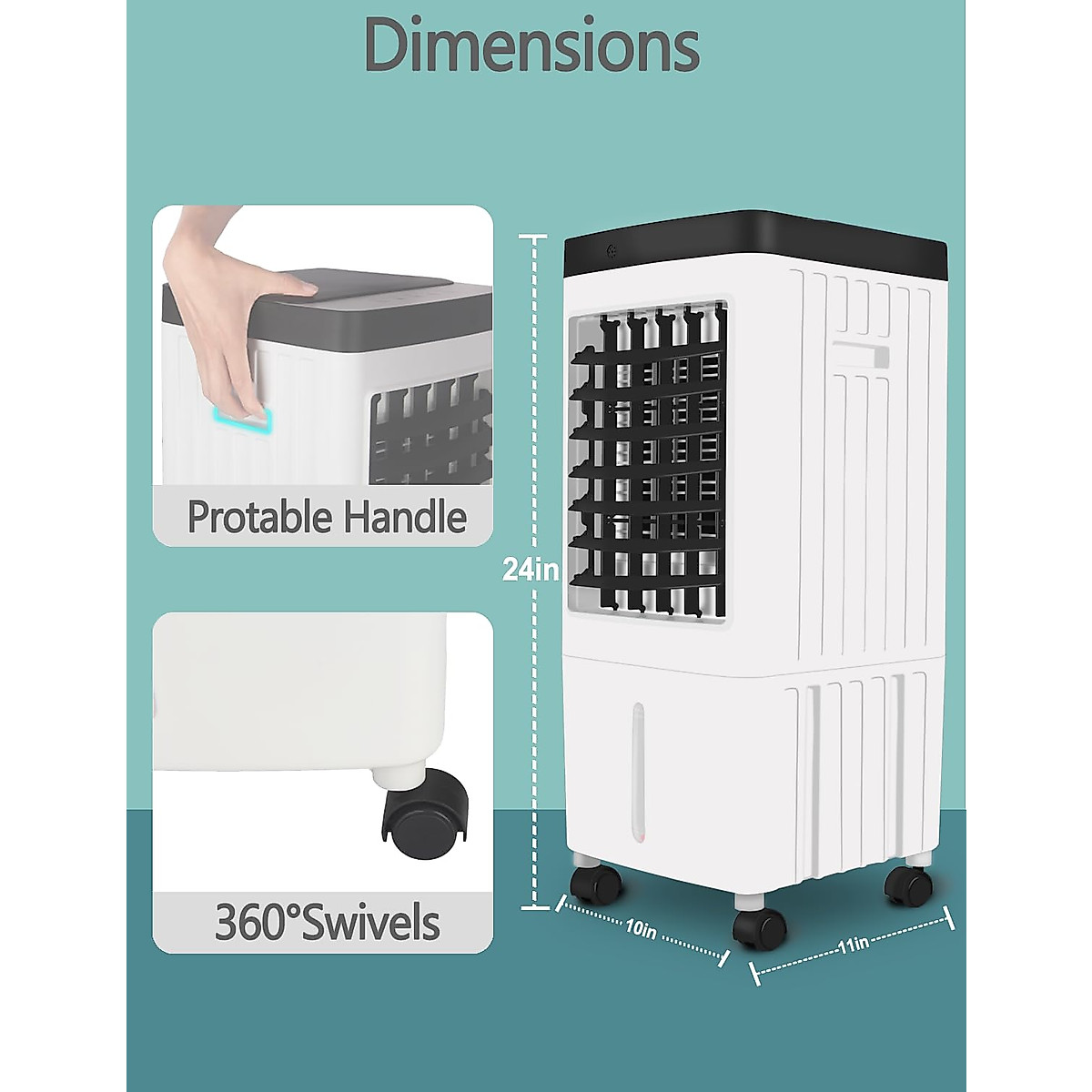 Evaporative Air Cooler,3-IN-1 Portable Air Conditioners Remote Control, 70° Oscillation Energy Efficient Air Cooler for Room Bedroom Home Indoor