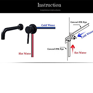 DUSJYOHRD Basin Faucet Wall Mounted 2 Hole Modern Wall-Mount Mixer Tap Bathroom Sink Faucet Swivel Wall Spout Bath with Single Lever Taps(Chrome)