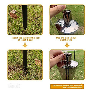 FAB BASED Oil Torch Lamp Torch for Patio/Garden/Lawn/Backyard - 55 inch - Stainless Steel - Fiber Glass Wick - Set of 2 Pieces-Outdoor Oil Lamp for Citronella (Silver)