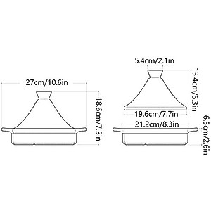 JINXIU Casserole Ceramic Tagine Pot, Tajine Cooking Pot Ceramic Pots for Cooking and Stew Casserole Slow Cooker with 2 Handle and Lid for Home Kitchen,Yellow