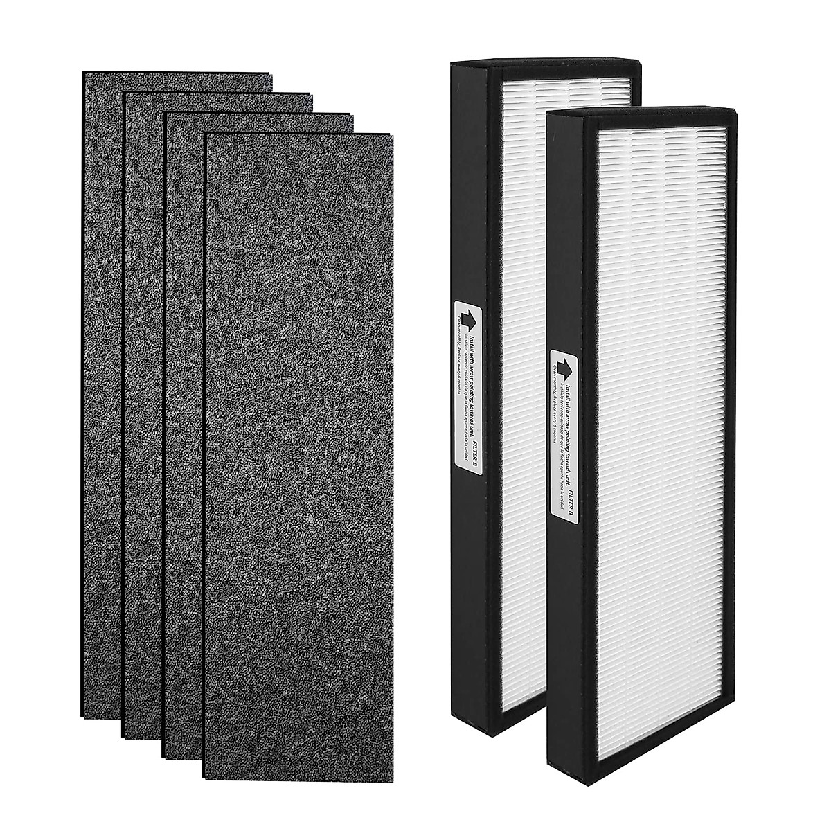 Hoypeyfiy 2Packs FLT4825 Filter B with 4 Carbon Pre-Filters Replacement for GermGuardian AC4300BPTCA, AC4900CA, AC4825, AC4825DLX, AC4850PT, CDAP4500BCA, CDAP4500WCA