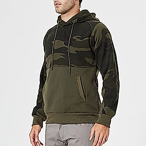 JEKE-DG Fleece Sports Soft Hunting Camo Hoodie Lightweight Pullover Hooded Sweatshirt Kanga Pocket Tactical Military Shirts (Medium,Green)