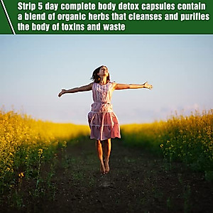 Strip 5 Day Permanent Detox Cleanse - Complete Body Cleansing Kit - Toxin Rid - Detox with Burdock, Dandelion, Red Clover Blossom, Alfalfa, Slippery Elm - 40 Capsules, 2 Pack