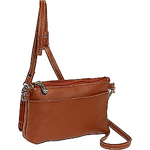 Piel Leather Shoulder Bag Wristlet, Saddle, One Size