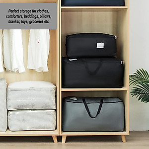 Kimmama Large Size Comforter Storage Bag with Zipper,600D Oxford Blanket Storage Containers,Underbed Clothes Organizer for Quilt,Sheet,Bedding Items,Pillows