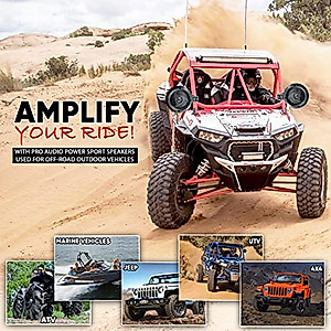 Pyle 2-Way Dual Waterproof Off-Road Speakers - 4 Inch 900W Marine Grade Wakeboard Tower Speakers System, Full Range Outdoor Audio Stereo Speaker for ATV, UTV, Quad, Jeep, Boat PLUTV40BK (Black)