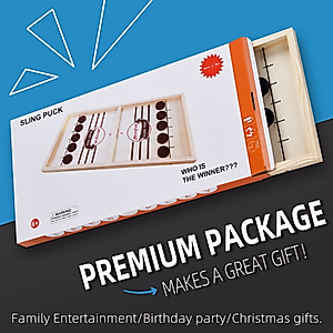 moopok Fast Sling Puck Game,Wooden Hockey Game,Super Foosball Table,Desktop Battle Parent-Child Interaction Winner Slingshot Game,Adults and Kids Family Game Toys