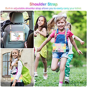 VOFUOE for Samsung Galaxy Tab S9 Plus Case 2023 12.4 Inch with Screen Protector, Butterfly Stand Hard Tablet Cover Shoulder Strap Pencil Holder Kids Girls for Galaxy Tab S9+ SM-X810/X816B/X818U-Pink