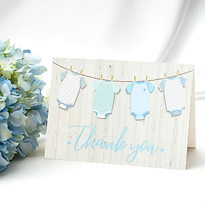 Pipilo Press 60 Pack Boy Baby Shower Thank You Cards with Blue Envelopes, Cute Stickers, Blank Inside (6 x 4 In)