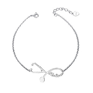 LONAGO Personalized Stethoscope Bracelet Custom Nursing Name Bracelet Doctor Medical Student Nurse Gift for Women