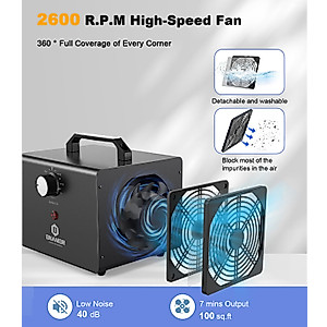 ONAMOR Ozone Generator 30000mg/h, Ozone Machine Ionizer O3 Deodorizer for Home, Basement, Smoke, and Pet Room (Eliminating Odors Area up to 4000 Square Feet, All Metallic Black)