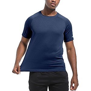 Boyzn 3 Pack Workout Shirts for Men, Moisture Wicking Quick Dry Active Athletic Men's Gym Performance T Shirts Black/Navy/Red-3P01-L