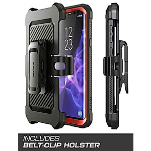 SupCase Unicorn Beetle Pro Series Case Designed for Galaxy S9, with Built-in Screen Protector Full-Body Rugged Holster Case for Galaxy S9 (2018 Release) (MetallicRed)