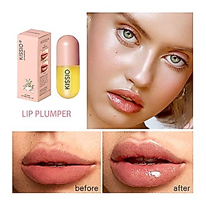 KISSIO Lip Plumper,Natural Lip Plumper, lip plumper for day use,Lip Plumper Gloss Make Lips Fuller and Moisturizing 5.5ml