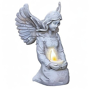 VP Home Heavenly Angel Solar Powered Outdoor Decor Garden Light with LED Crackled Glass Globe Fairy Outdoor Figurine Light for Home, Patio, Yard Art Resin Fairy Garden Solar Light