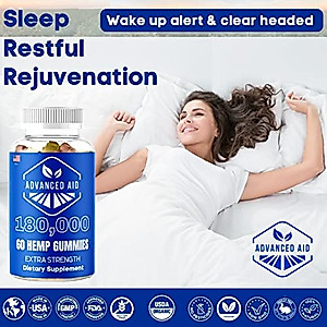 Advanced Aid: Certified Organic Natural Premium Formula Hemp Gummies 180,000mg - Big Gummies with Pure Hemp Oil - Made in The USA (60 Gummies) Read Description