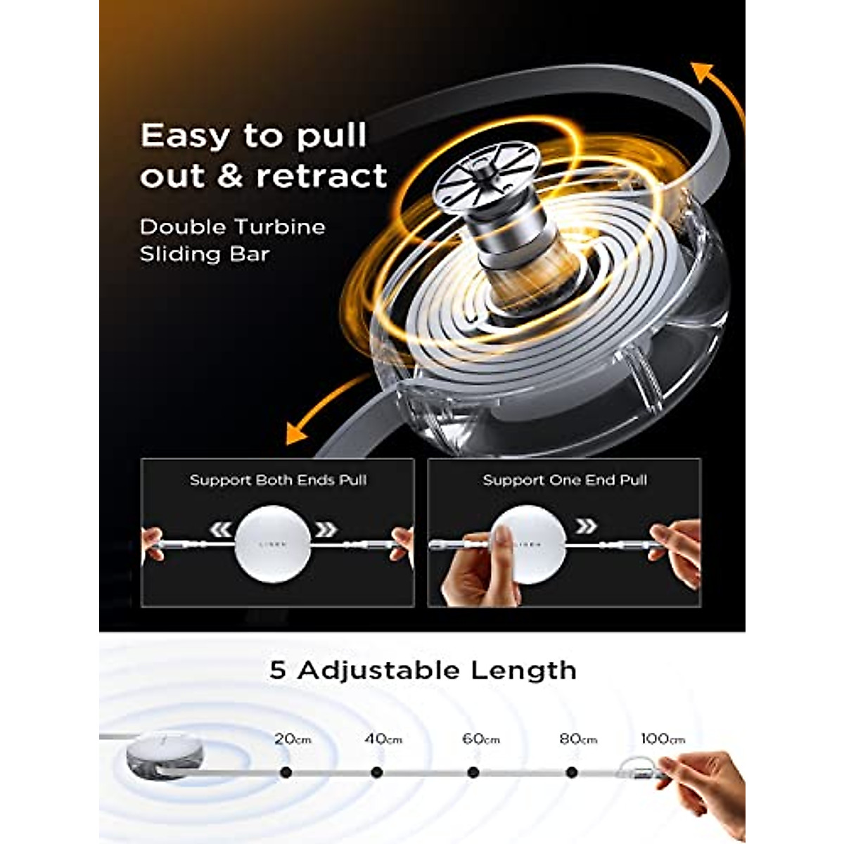 LISEN 4 in 1 Multi Charging Cable [Carry Anywhere] [Fast Charge All Devices] 60W PD USB C Charging Cable Retractable iPhone Charger Multiple Cord for Samsung Galaxy S23+/iPhone 14/Laptop/iPad(3.3FT)