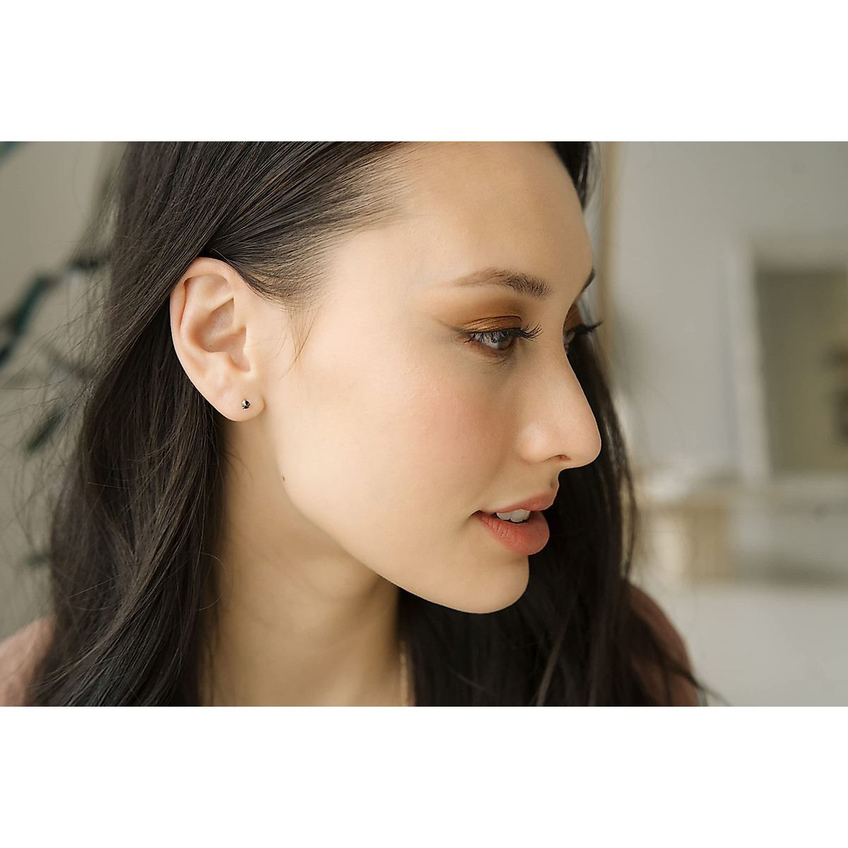 HONEYCAT Tiny Iron Ore Point Solitaire Studs | Minimalist, Delicate Jewelry (Silver)