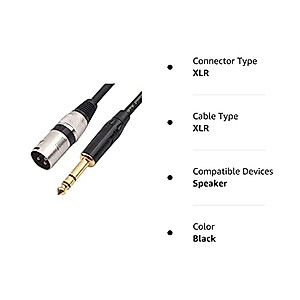 Disino 1/4 Inch TRS to XLR Male Balanced Signal Interconnect Cable Quarter inch to XLR Patch Cable - 3.3 Feet