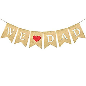 FAKTEEN We Love Dad Burlap Banner Happy Father's Day Family Photo Prop Best Dad Ever Gifts and Birthday Party Supplies Decorations