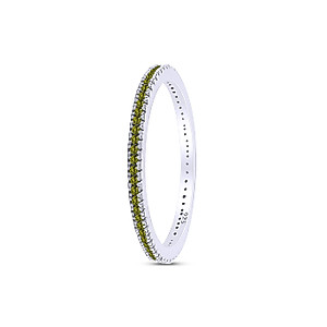 Jewel Zone US Simulated Green Peridot Eternity Stackable Wedding Ring in 14k White Gold Over Sterling Silver (1/5 Ct)