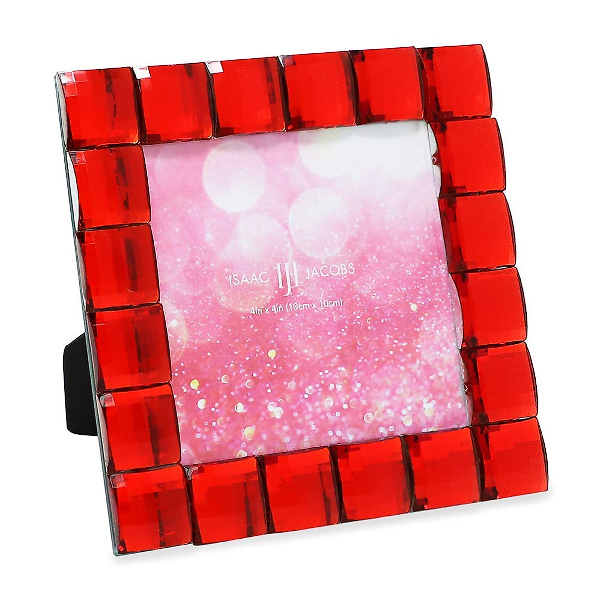 Isaac Jacobs Decorative Sparkling Red Jewel Picture Frame, Photo Display & Home Décor (4x4, Red)