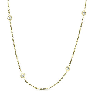 1ct Diamonds By The Yard 18" 14K Yellow Gold Womens Necklace