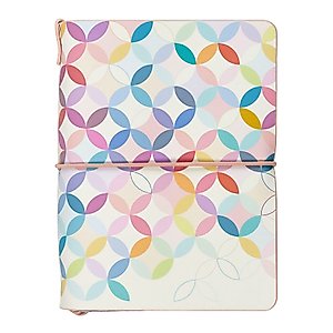 Erin Condren On The Go Folio - Cover & Protector - Small Holder Case - Protect Planners & Journals - Great with Petite Planners & Journals - Elastic Band - Small, Mid Century Circles