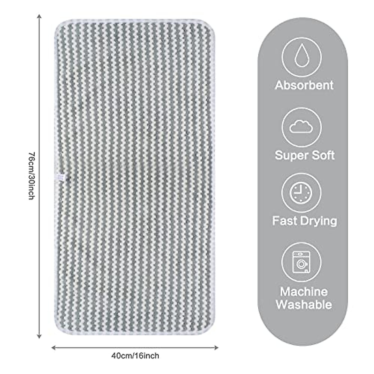 KinHwa Microfiber Hand Towels for Bathroom Super Soft Hand Towel Absorbent Striped Bathroom Hand Towels for Spa Face Gym Sports 16inch x 30inch 4 Pack Greyish-Green