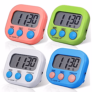 Runlyn Digital Kitchen Timer Classroom Timer Magnetic Digital Timer Big Digits Loud Alarm with LCD Display for Cooking Baking Sports Exercise Oven Games Study Work, 4 Packs