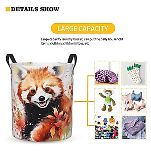 FeHuew Splash Cute Red Panda Collapsible Laundry Basket with Handle Waterproof Hamper Storage Organizer Large Bins for Dirty Clothes, toys