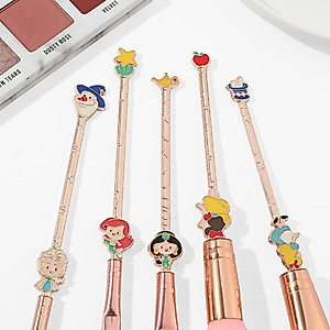 Snow White and Mermaid Makeup Brushes - Novelty Designed Classic Tales Theme Makeup Brush Set for Girls, Kawaii MakeupTool Gift for Women (Pink 1)