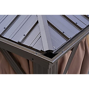 DHPM 12 x 12 FT Outdoor Patic Canopy Gazebo, Roof Iron Gazebo with Steel Canopy, Outdoor Waterproof Patio Gazebo with Curtains and Netting for Gardens, Patio, Party Canopy