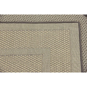 Unique Loom Outdoor Border Collection Area Rug - Border (6' 1" Square, Gray/ Silver)