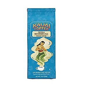 Kauai Hawaiian Ground Coffee, Vanilla Macadamia Nut Flavor - Gourmet Arabica Coffee From Hawaii's Largest Grower, Smooth, Delicious Flavor and Amazing Aroma - 10 Ounce