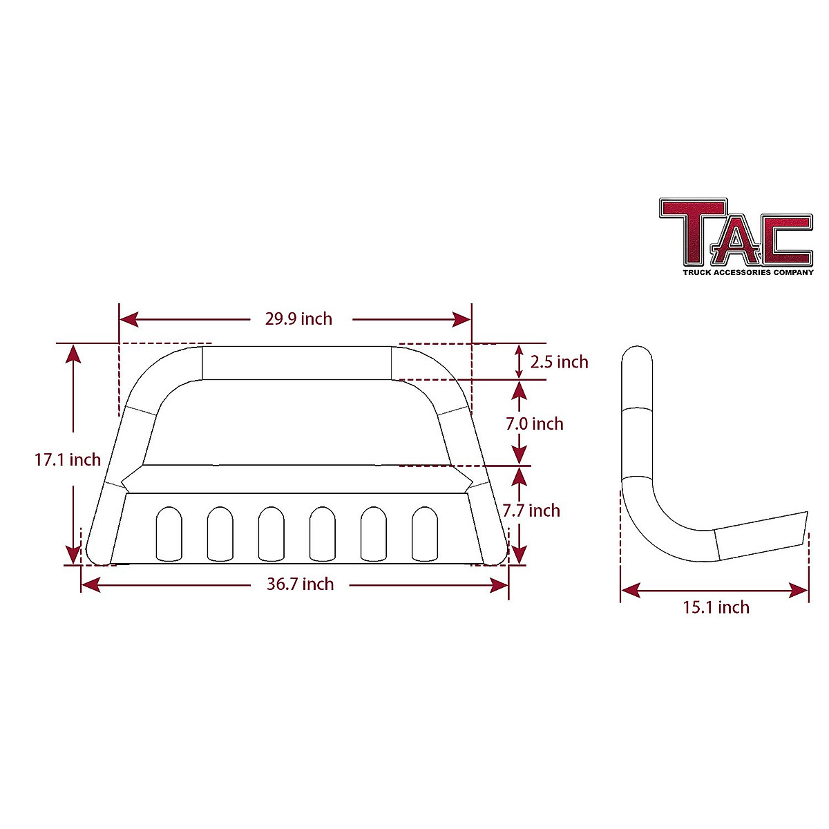 TAC Bull Bar Fit 1998-2012 Ford Ranger/Ranger Edge (Excluded STX Model) Pickup Truck 2.5” Black Front Bumper Grille Guard Brush Guard