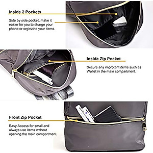 MEB My Ever Bag Lightweight 11.5" Nylon Mini Backpack for Women with hidden anti theft pocket on the back | waterproof | Mochila de Mujer (Gray)