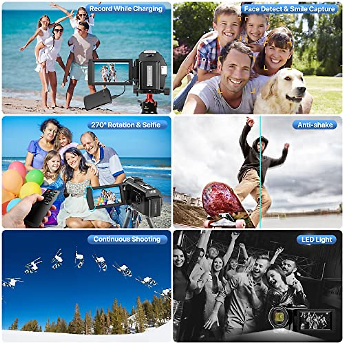 Video Camera YouTube Vlogging Camera Recorder FHD 1080P 24.0MP 3.0 Inch 270 Degree Rotation Screen 16X Digital Zoom Camcorder with Microphone,Remote Control and 2 Batteries