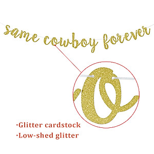 FAIUTA Same Cowboy Forever Banner, Country Western Bachelorette Glitter Banner,Bachelorette Party Decor (Gold)