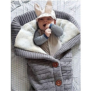 Unisex Babies Stroller Wrap Knit Sweater Blanket Newborn Baby Soft Thick Fleece Swaddle Blankets for Girls Boys