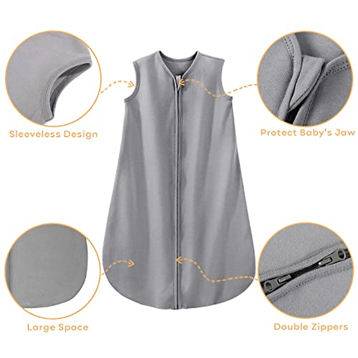 Yoofoss Baby Sleep Sacks 6-12 Months 2 Pack 100% Cotton 0.5 TOG Wearable Blanket Baby Sleeping Bag Unisex Comfortable Breathable Toddler Sleeping Sack