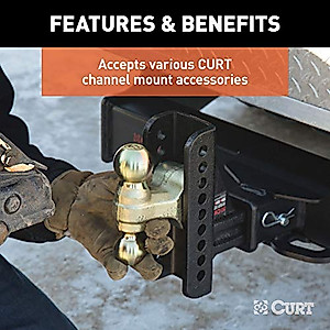CURT 45908 Adjustable Pintle Hitch Combination, 2-1/2-Inch Receiver, 6-Inch Drop, 2-5/16-Inch Ball, 20,000 lbs, CARBIDE BLACK POWDER COAT