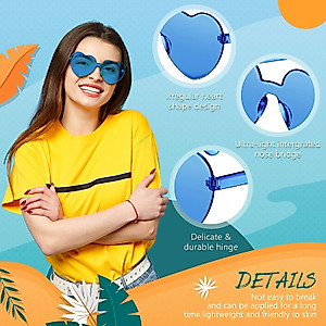 RTBOFY 12 Pack Blue Heart Sunglasses, Heart Shaped Sunglasses with Transparent Candy Color for Women Party Favor…