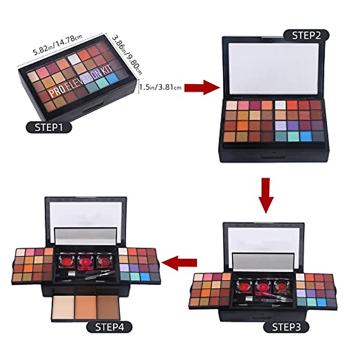 All in One Makeup Set for Women Full Kit, Includes 32 Colors Makeup Kit Eyeshadow Palette, 3 Solid Lip Gloss, 5 Pro Makeup Brushes, 3 Highlighter & Contour, 1 Make Up Mirror, Ideal Makeup Palette Gift Set for Women Girls Teens