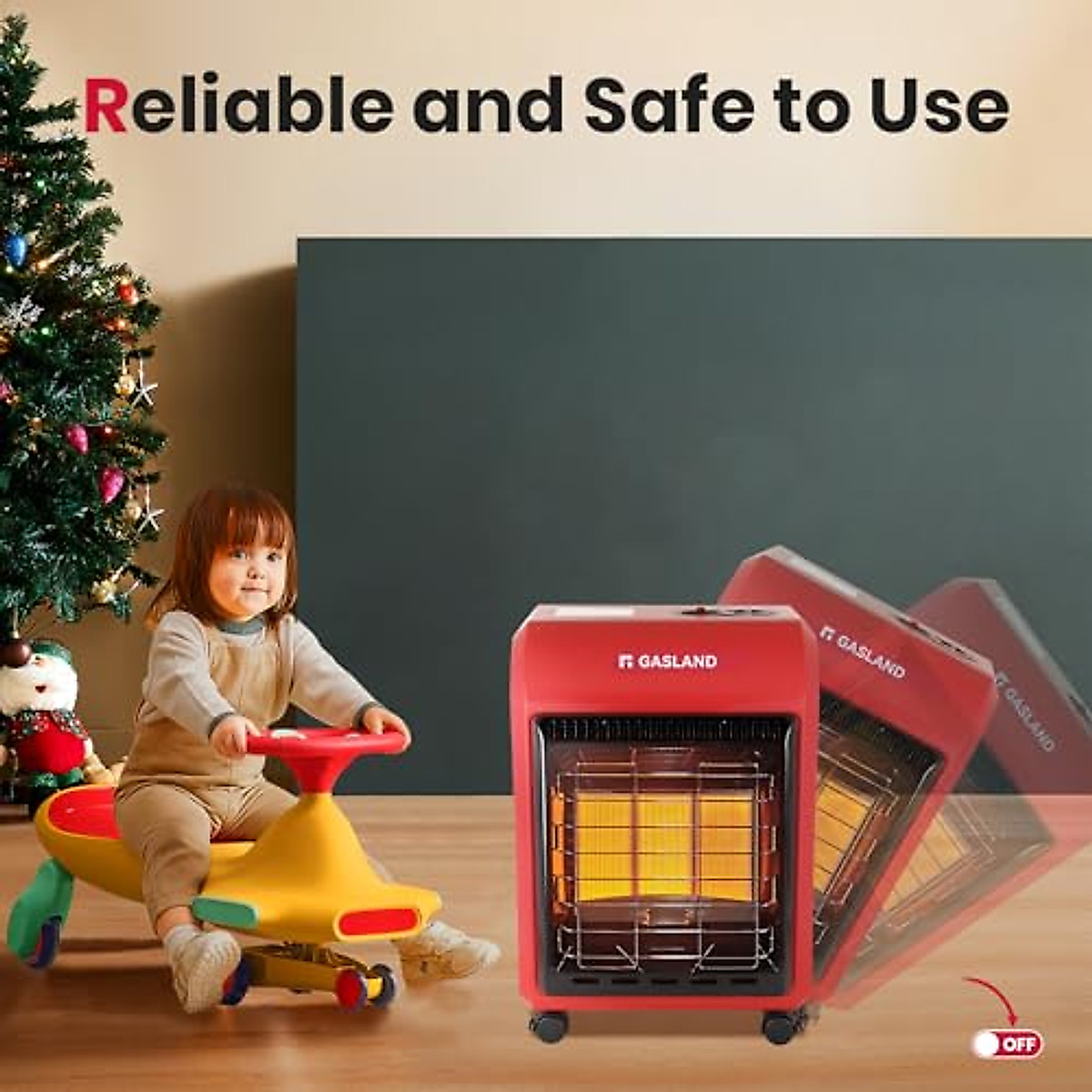 Gasland MHA18R Propane Patio heater, 18,000 BTU Warm Area up to 450 sq. ft, Portable LP Gas Heater for Garages, Workshops and Construction Sites, Ultra Quiet Propane Heater with LP Regulator Hose